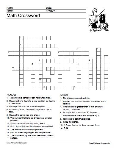 Math Crossword Puzzle