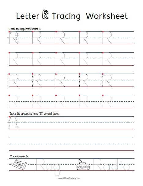 Letter R Tracing Worksheets Free Printable