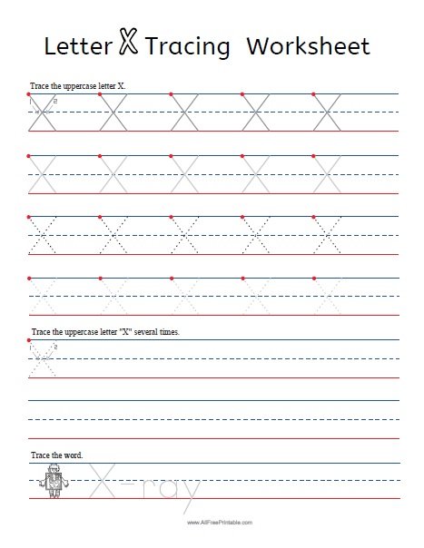 Letter X Tracing Worksheets Free Printable