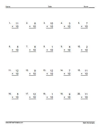 Multiplying By 10 Worksheets Free Printable
