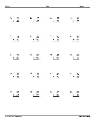 Two Digit Addition Worksheets Free Printable