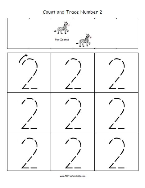 Free Printable Number 2 Tracing Worksheets