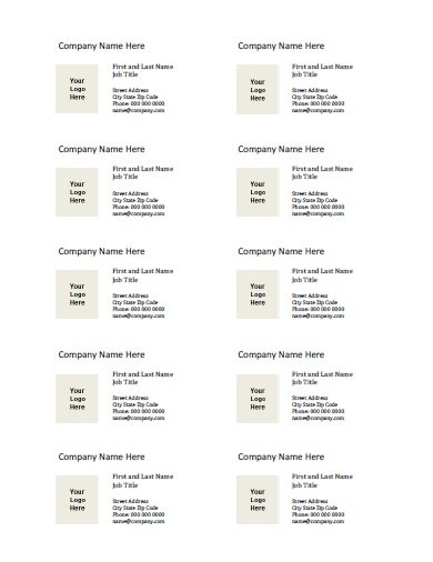 Business Card Templates For Microsoft Word Free Printable